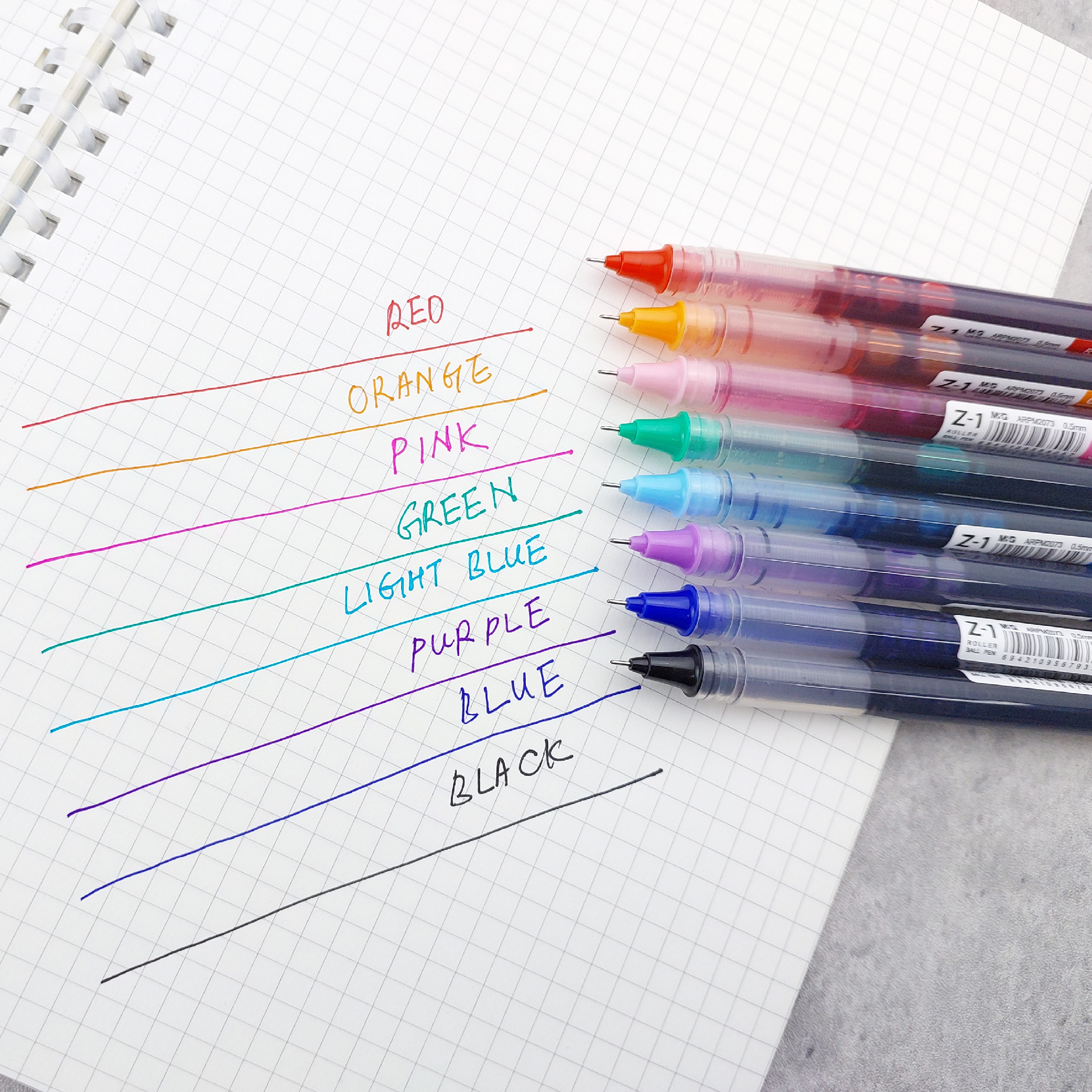 M&G LIQUID ROLLER BALL PEN 0.5 ( Z-1 ) - 8 COLOURS / SET