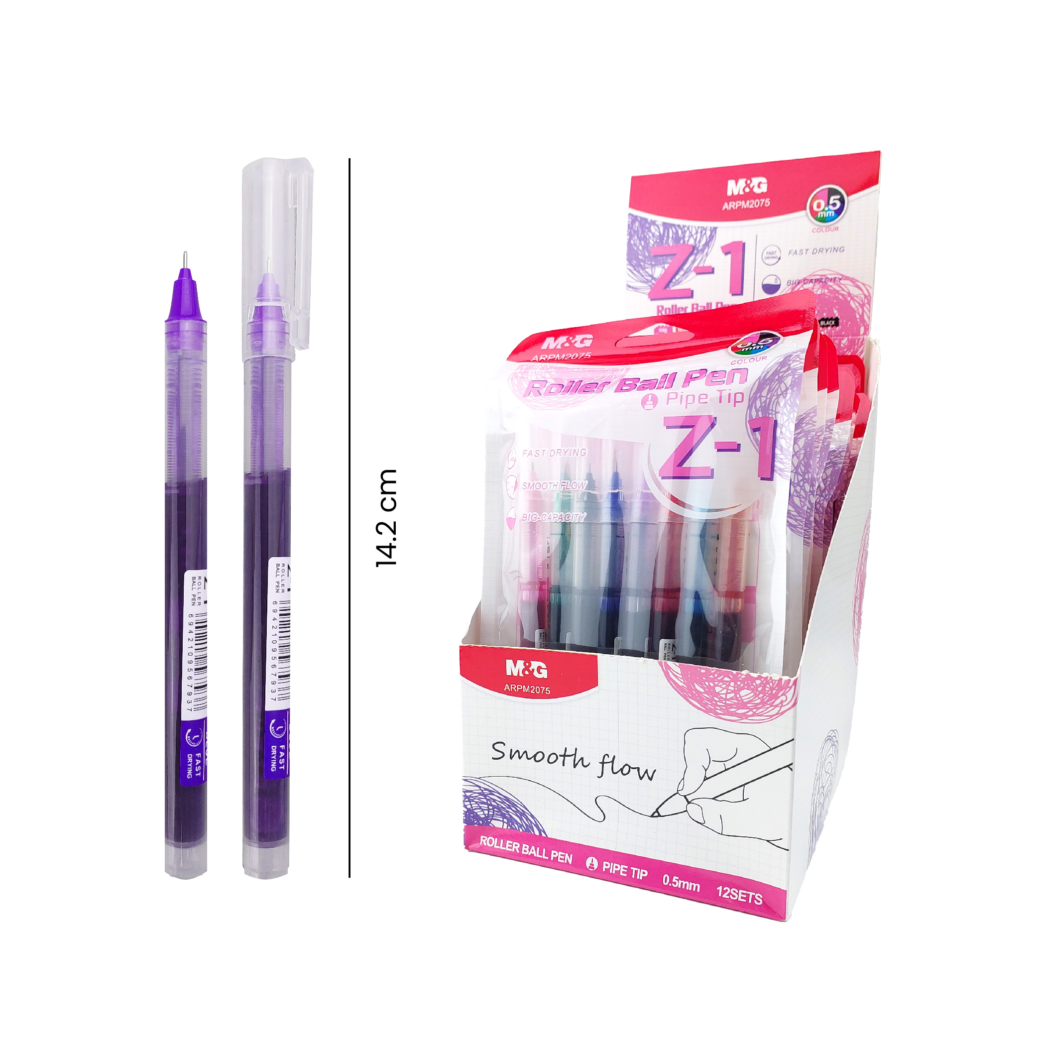 M&G LIQUID ROLLER BALL PEN 0.5 ( Z-1 ) - 8 COLOURS / SET